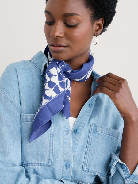 May Garland Square - Collaged Border Bright Marine – House of Country