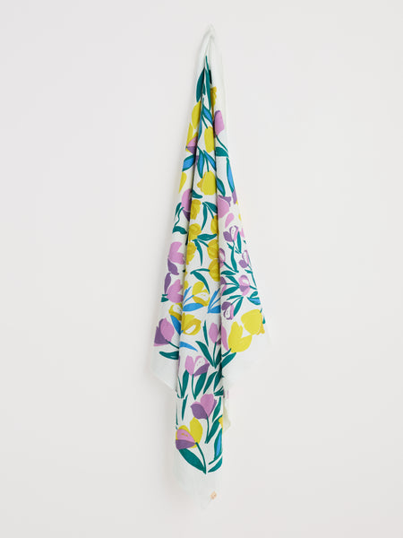 May Garland Square Collaged Tulips Border Chalk – House of Country