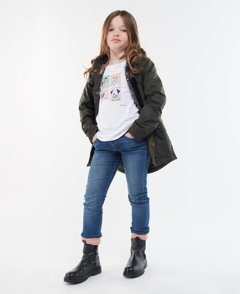 Barbour Girls Cassley Wax Jacket - Olive/Navy Adventure – House of Country