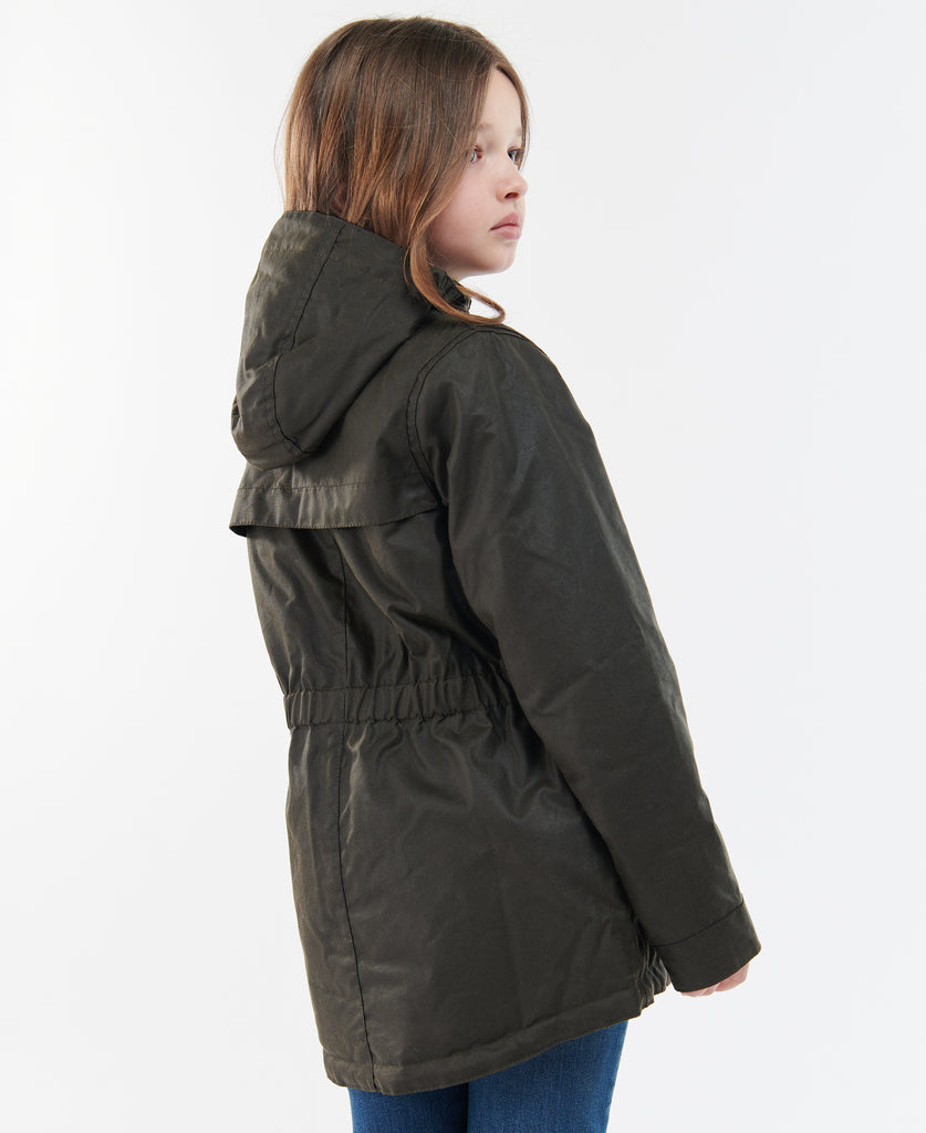 Barbour Girls Cassley Wax Jacket - Olive/Navy Adventure – House of Country